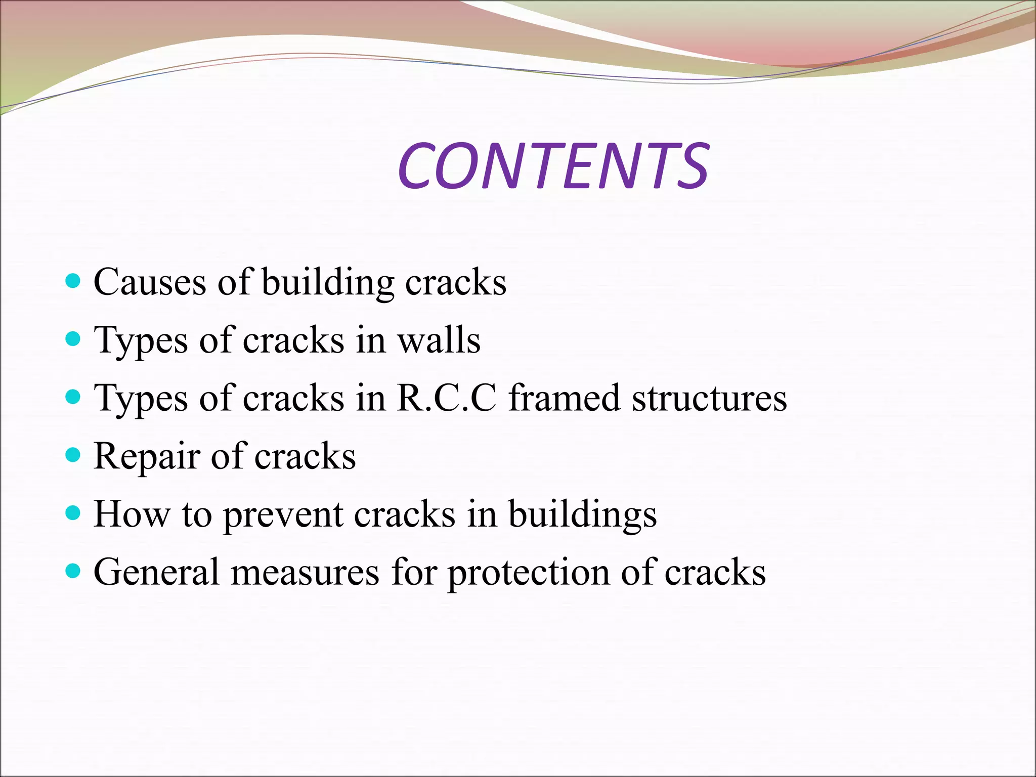 causes, repair & prevention of building cracks | PPT