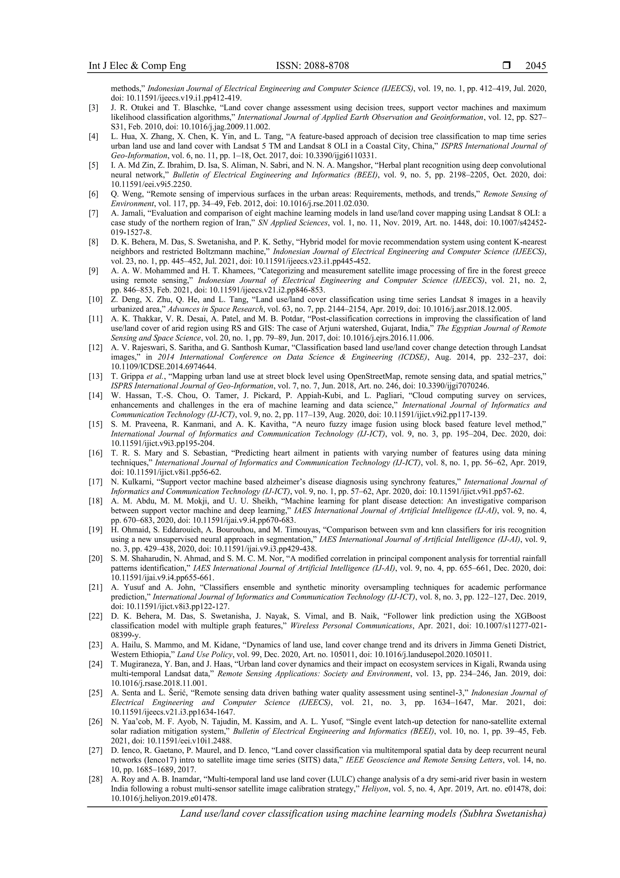 Land use/land cover classification using machine learning models | PDF