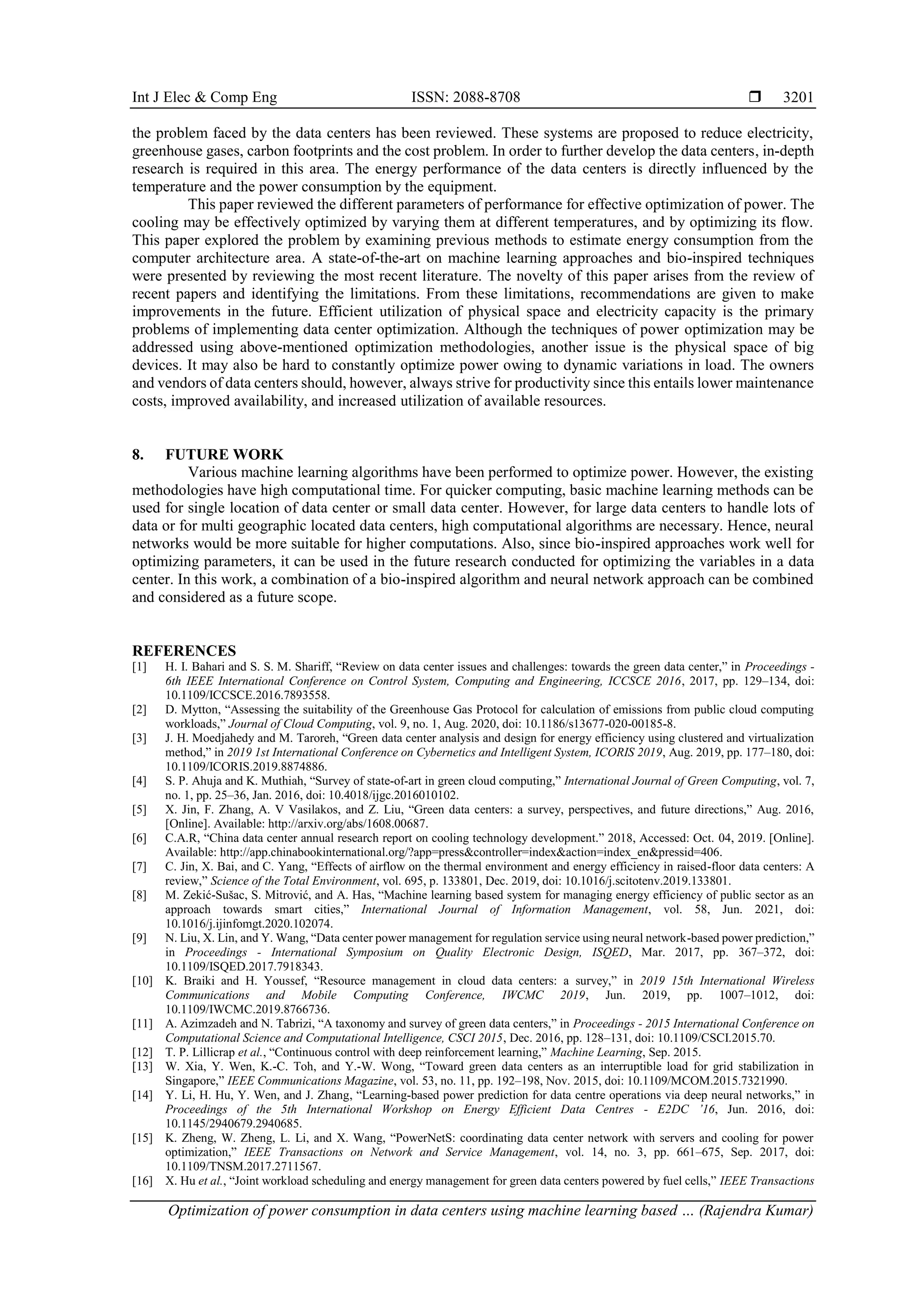 Optimization of power consumption in data centers using machine learning based approaches: a ...