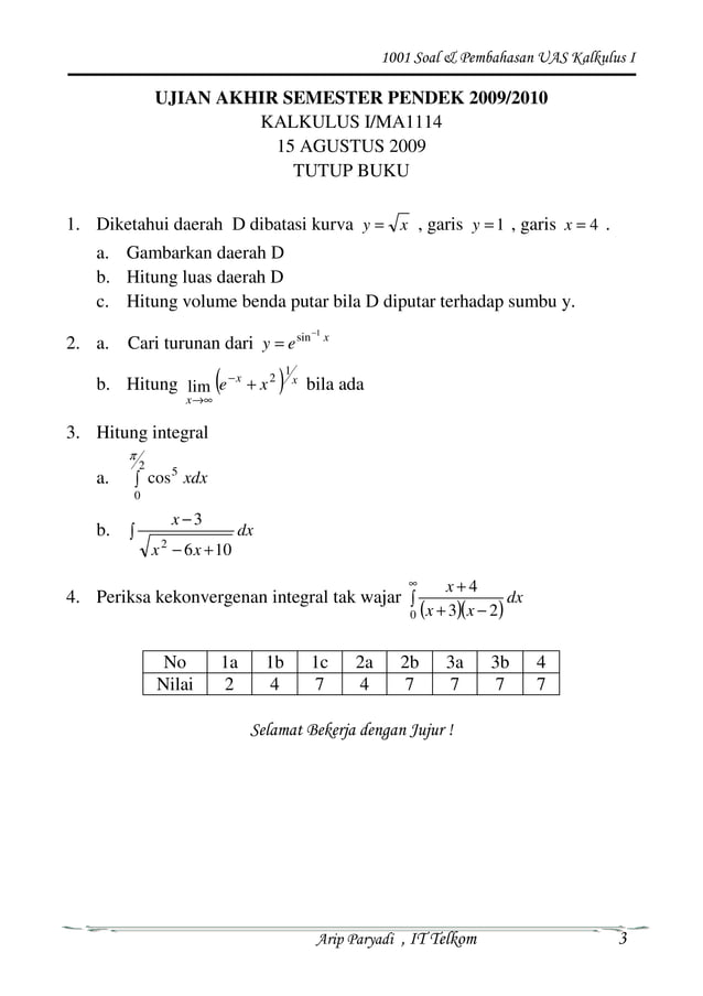 1001 soal pembahasan kalkulus | PDF