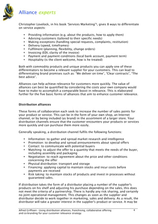 Using distribution alliances, franchising, collaborative offering and ...