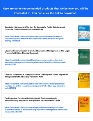 Reputation Management The Key To Successful Public Relations And ...