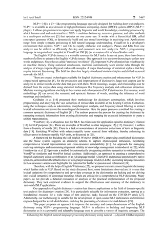 Enhancing the English natural language processing dictionary using natural language processing++ ...