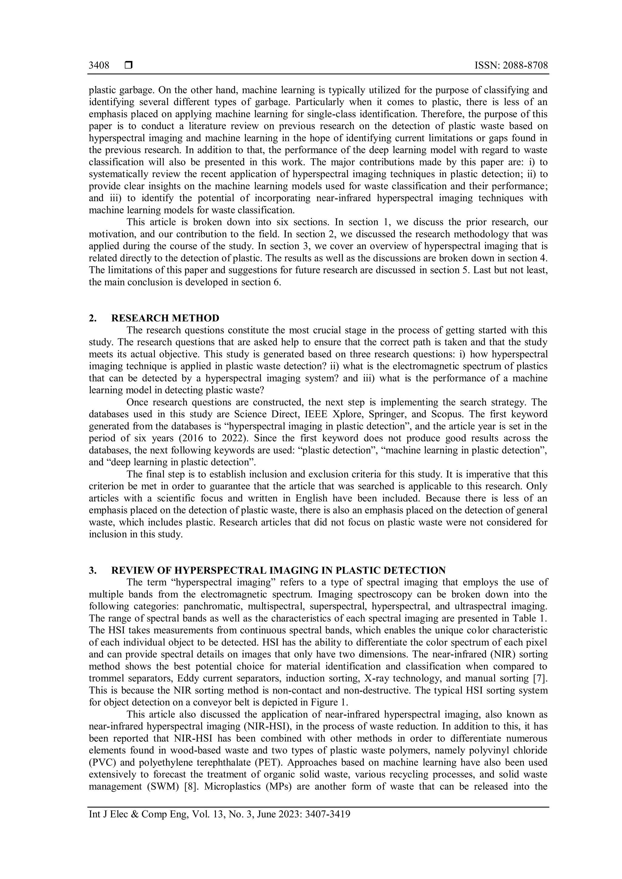 A review of hyperspectral imaging-based plastic waste detection state ...
