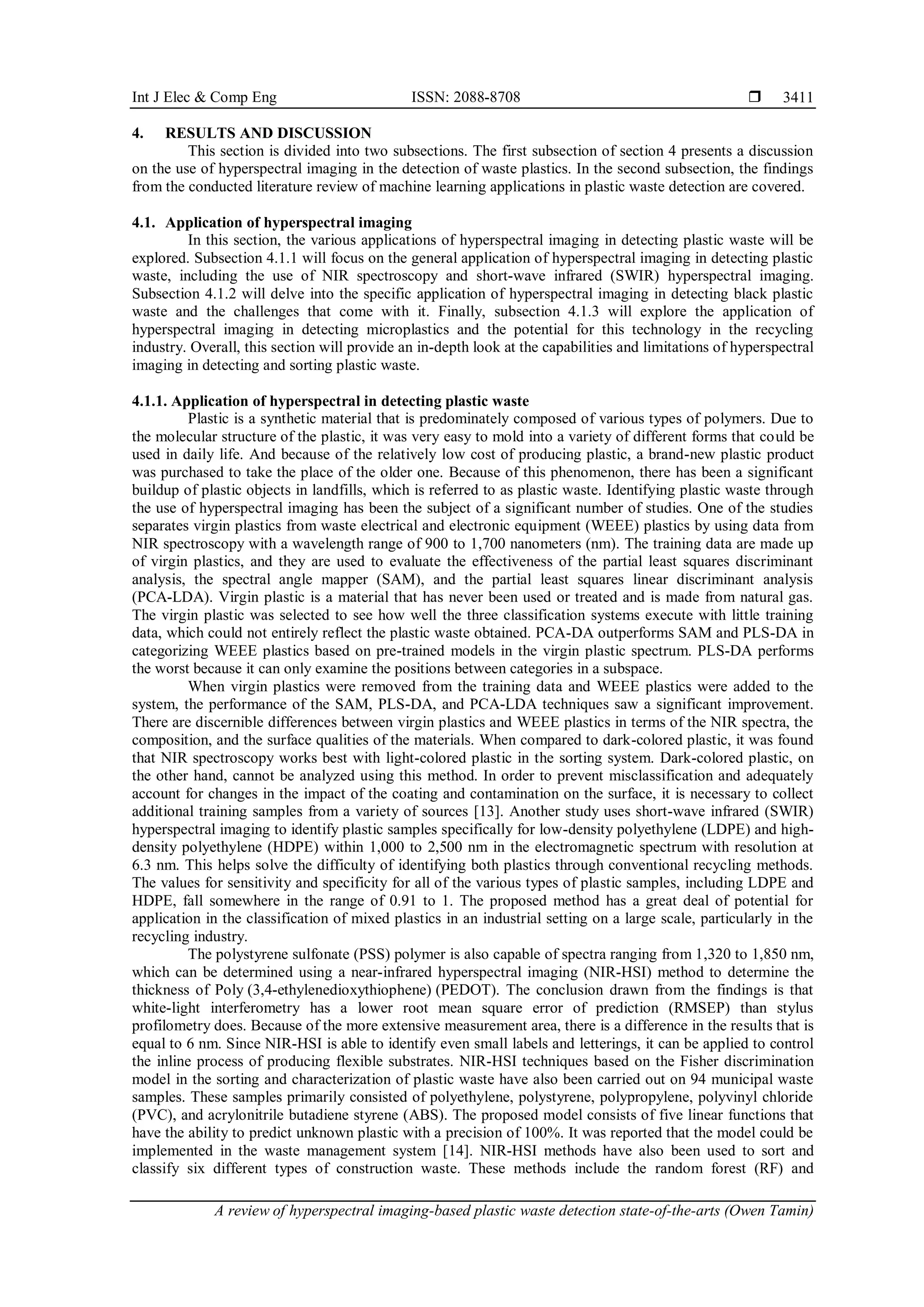 A review of hyperspectral imaging-based plastic waste detection state ...