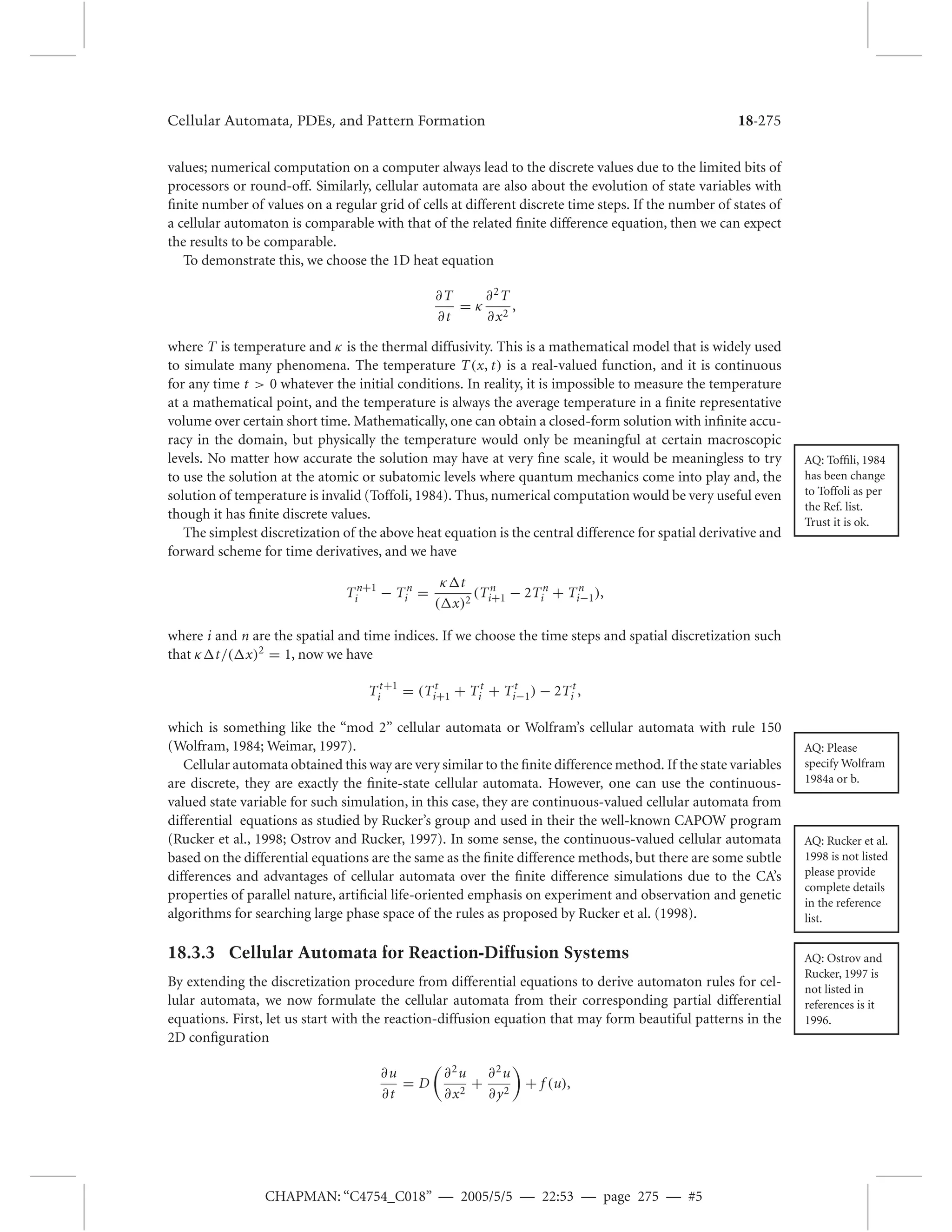 Cellular Automata, PDEs and Pattern Formation | PDF