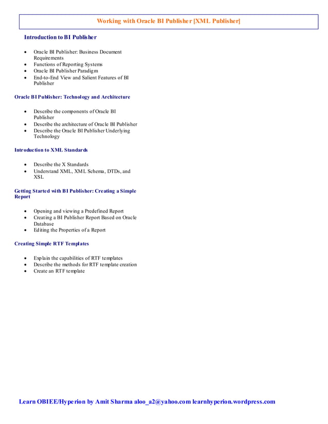 OBIEE Course Contents | PDF