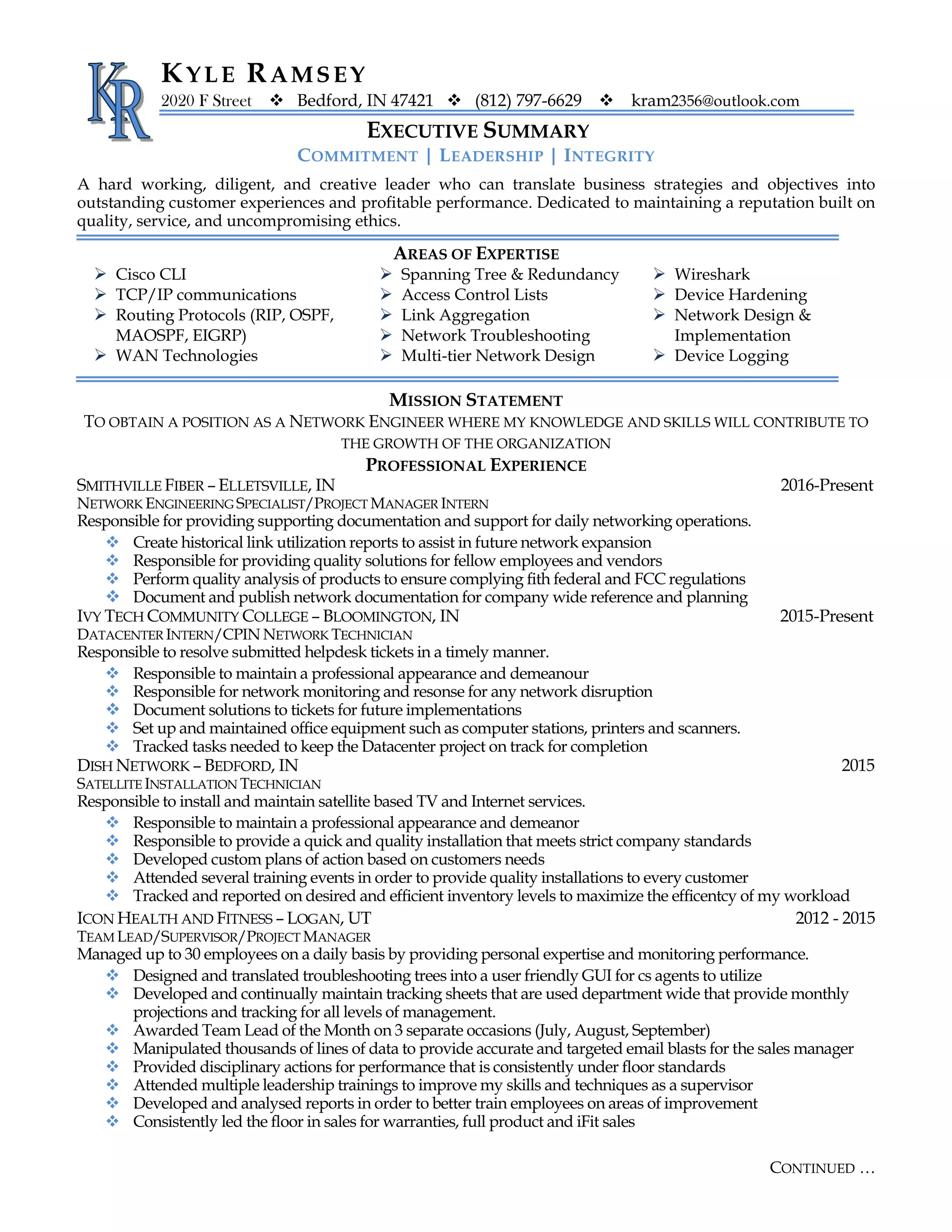 Kyle Ramsey Resume | PDF | Computer Networking | Computing