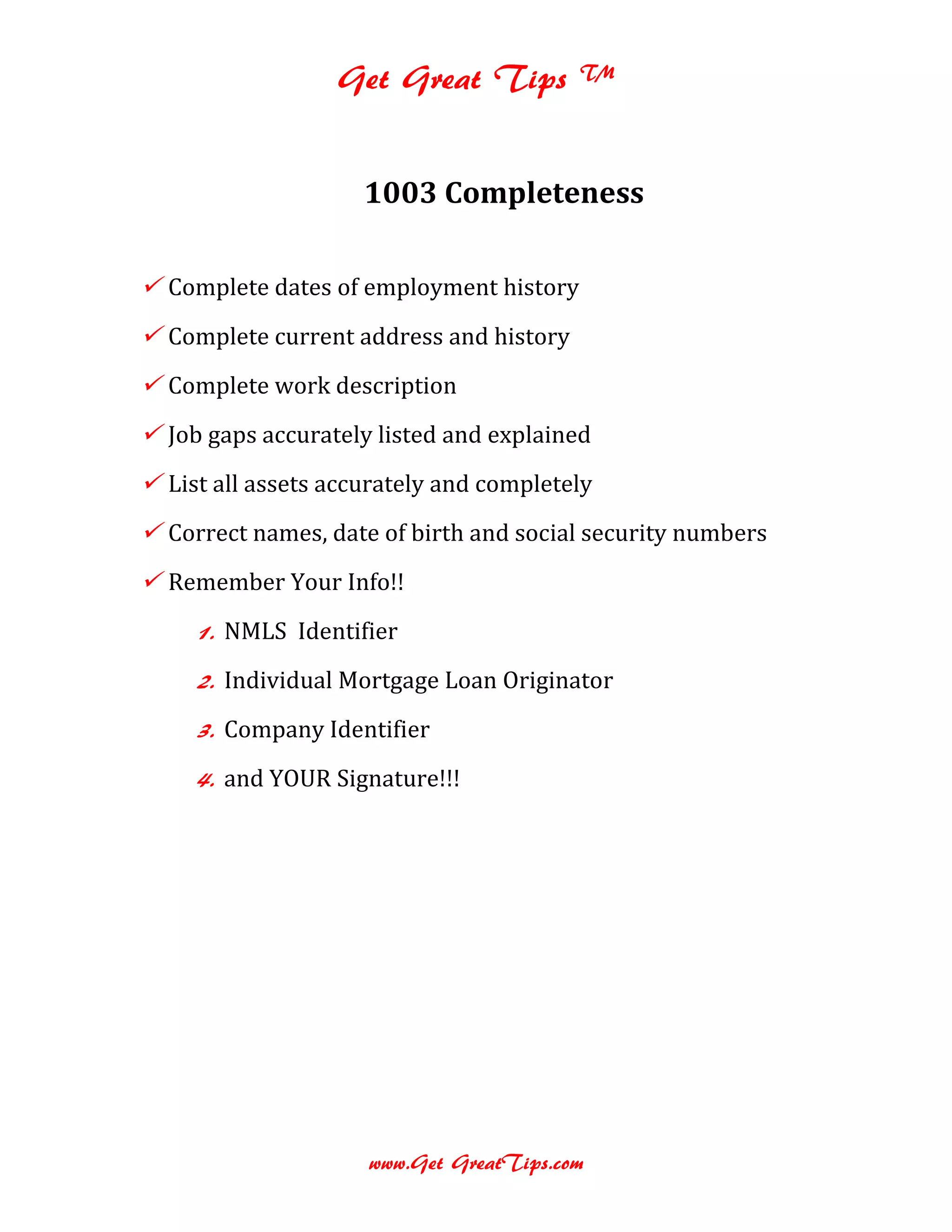 1003 completeness | PDF