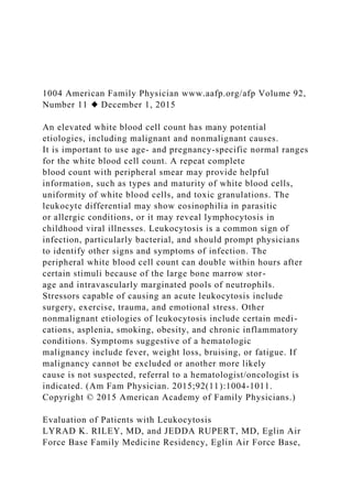 1004 American Family Physician www.aafp.orgafp Volume 92, Num.docx