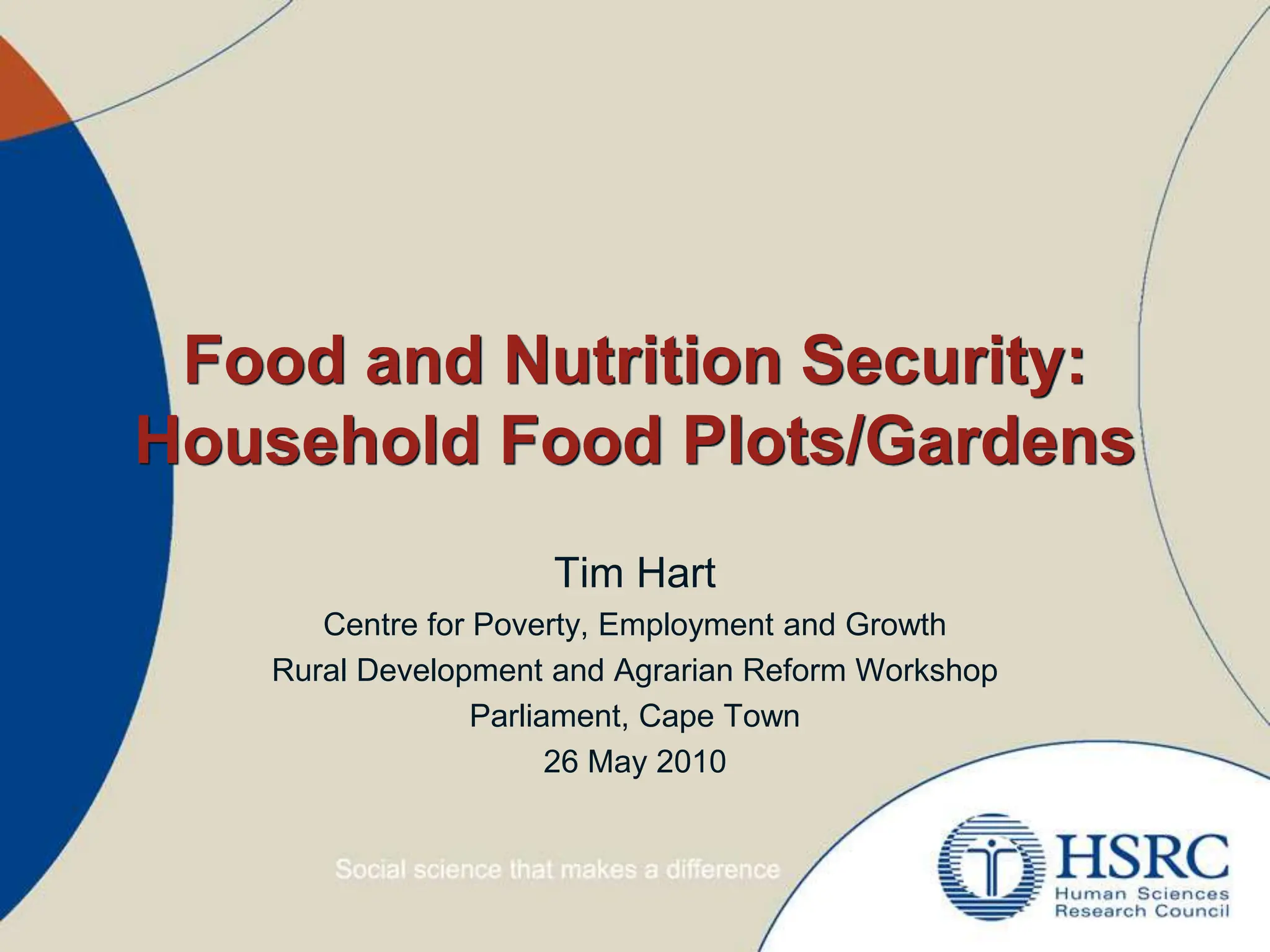 Food Insecurity -Hunger:Household Food Plots | PPT