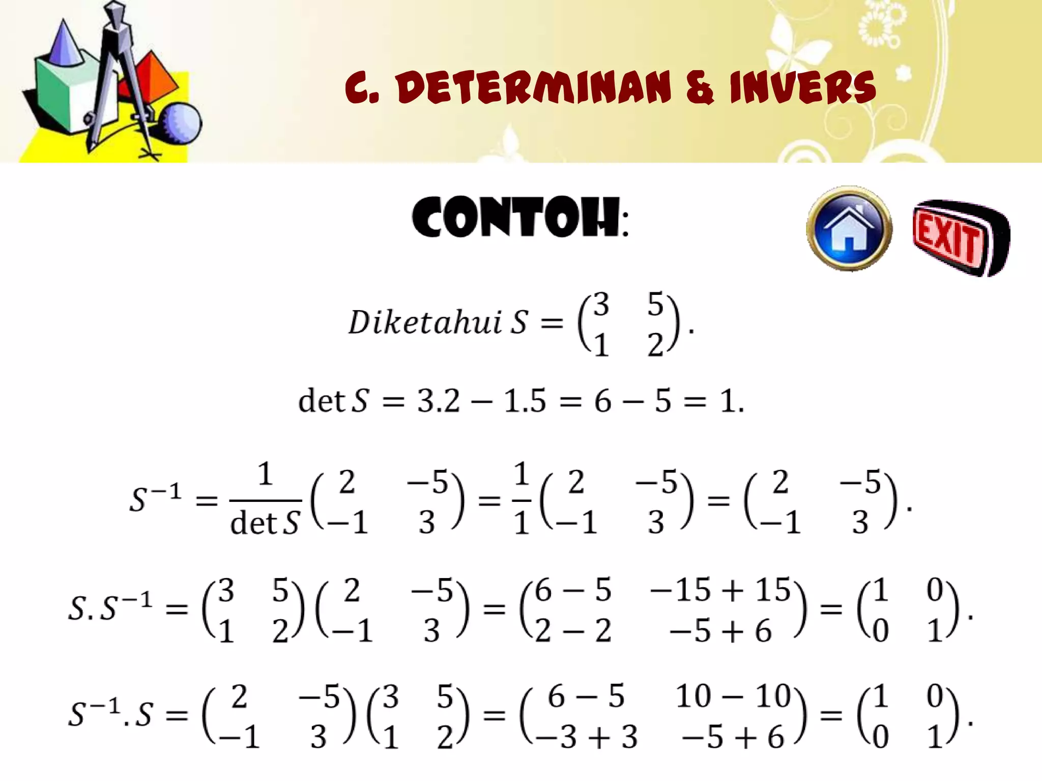 Operasi Hitung pada Matriks - Kelas X SMA - by Hadasa M. S. | PPTX