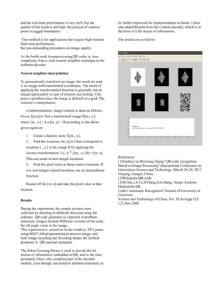QR code decoding and Image Preprocessing | PDF