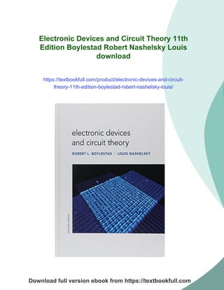 Electronic Devices and Circuit Theory 11th Edition Boylestad Robert Nashelsky Louis | PDF