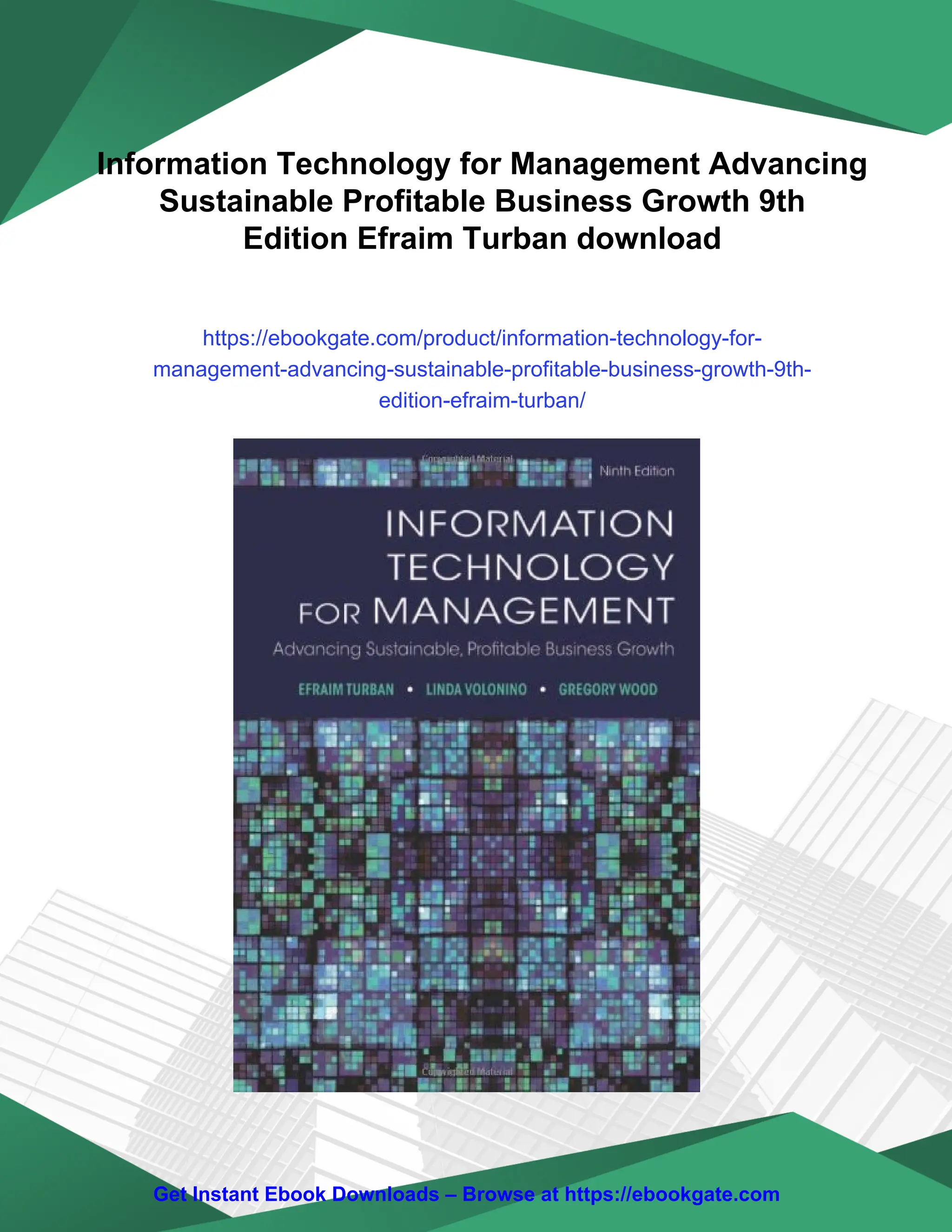 Information Technology for Management Advancing Sustainable Profitable ...
