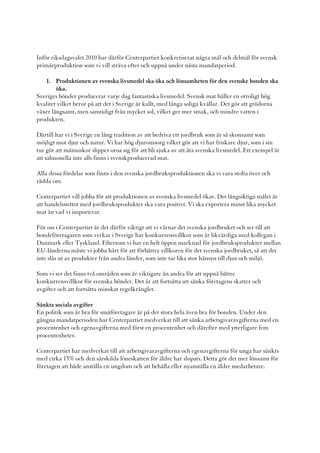 Centerpartiets manifest för en livskraftig primärproduktion. Jordbruksrapport maj 2010 | PDF ...