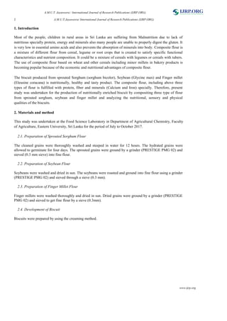 Quality Evaluation of Freshly Prepared Biscuits from Composite Flour of Sprouted Sorghum ...