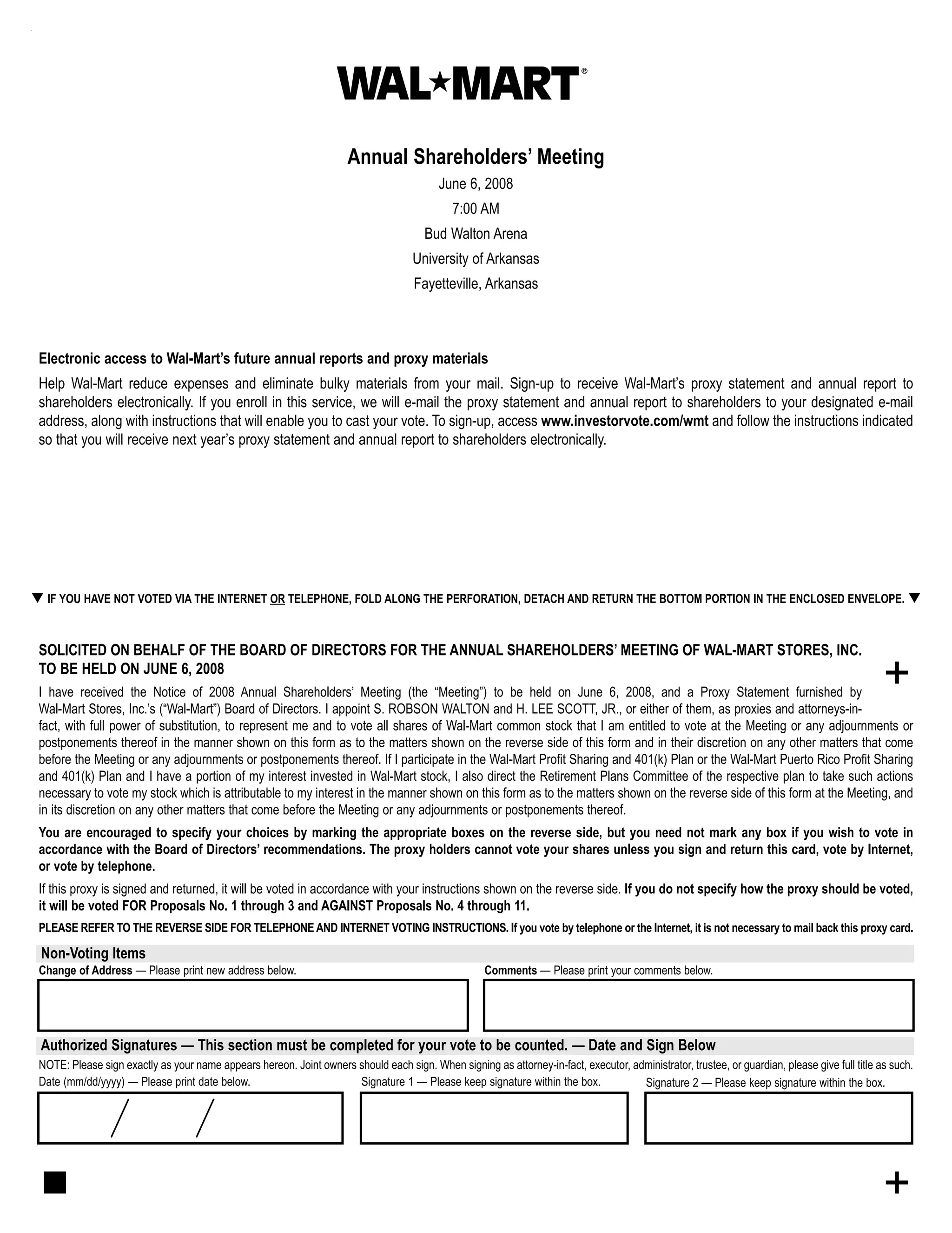 wal mart store 2008 Proxy Ballot | PDF
