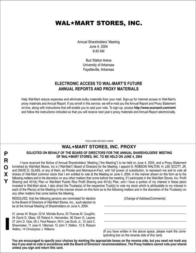wal mart store 2004Proxy Ballot | PDF