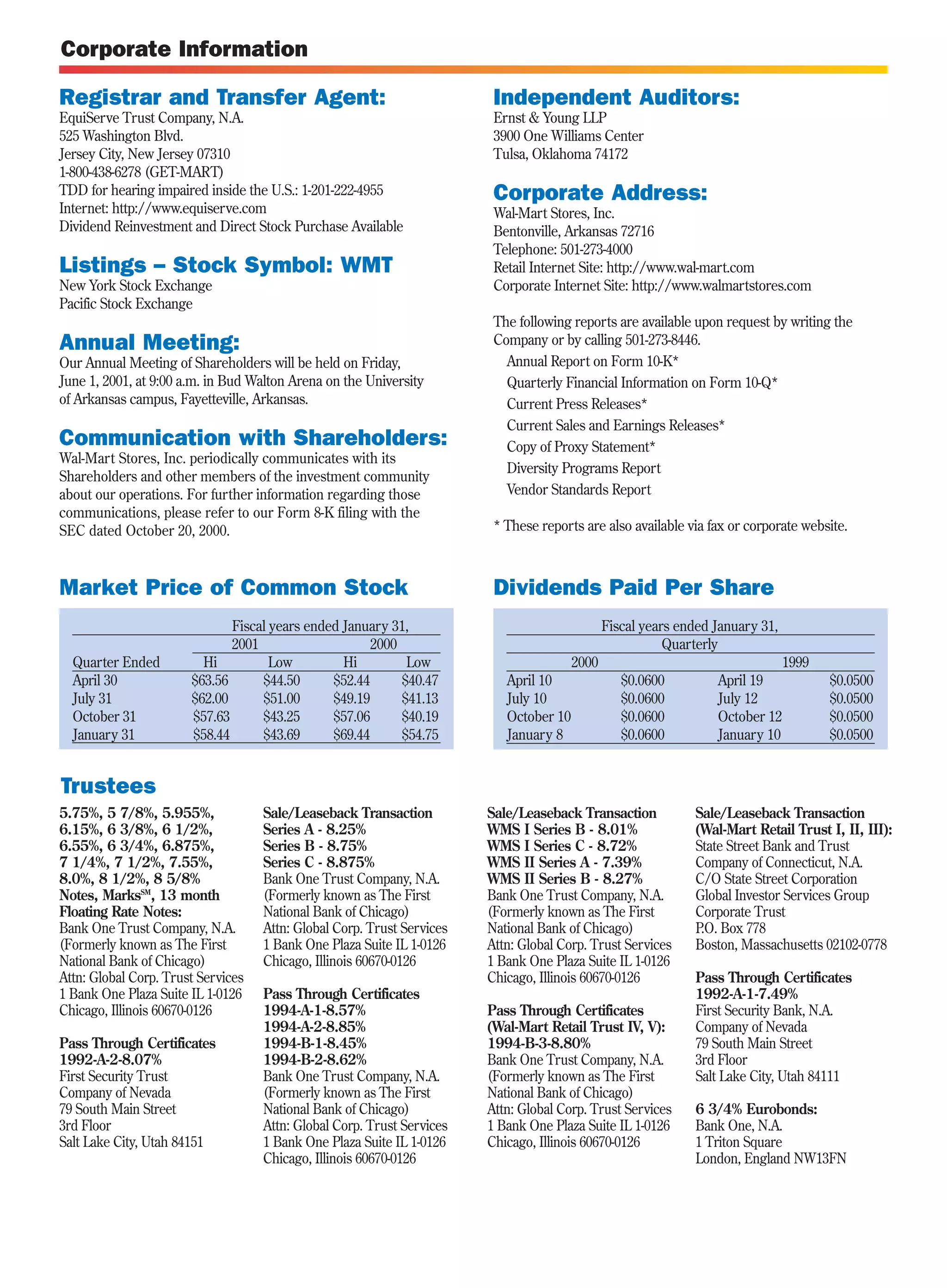 wal mart store 2001Annual Report | PDF