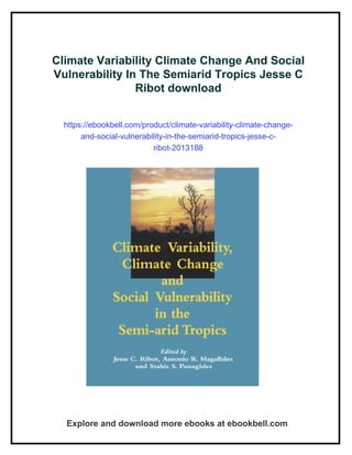 Climate Variability Climate Change And Social Vulnerability In The ...