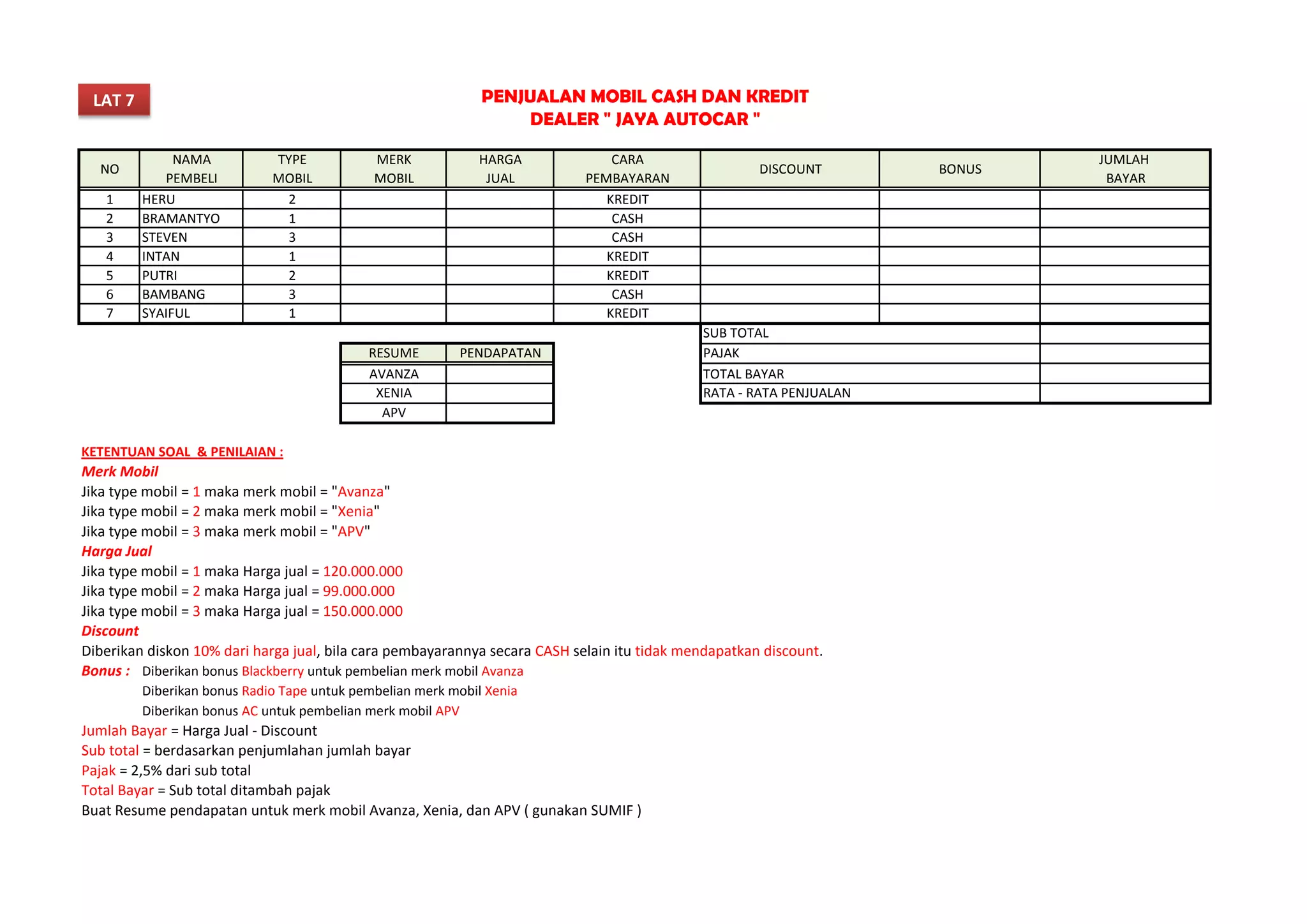 100663771 kumpulan-latihan-latihan-soal-excel | PDF