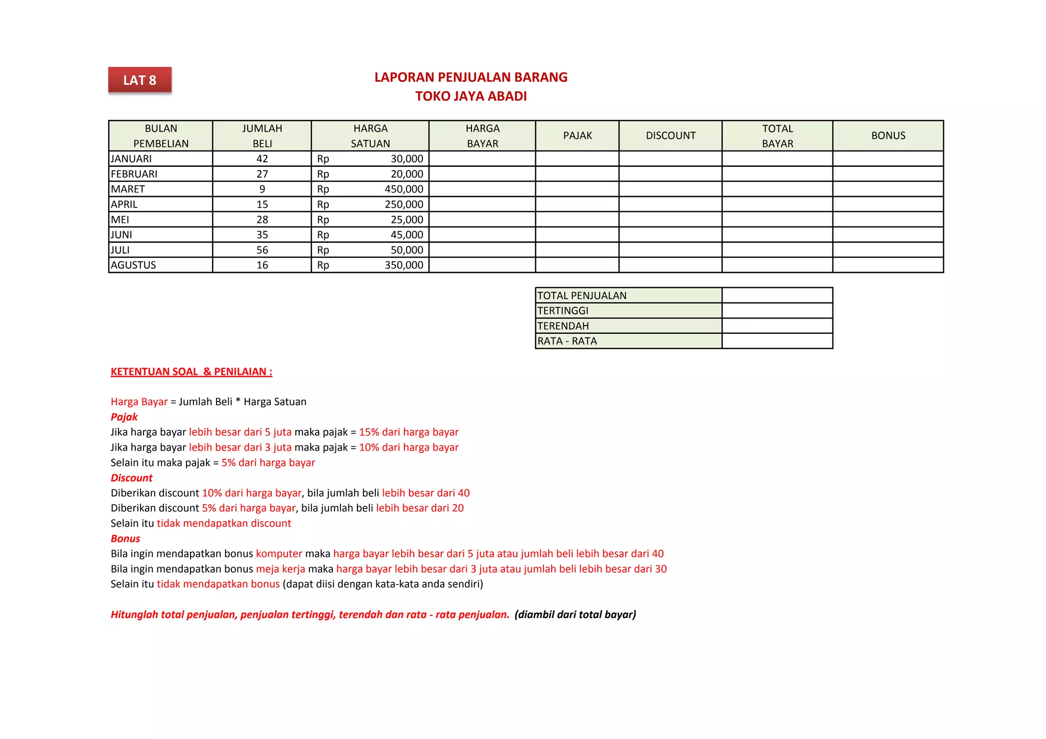 100663771 kumpulan-latihan-latihan-soal-excel | PDF