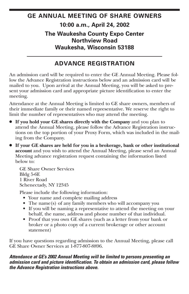 GE# 2002 Proxy Statement | PDF