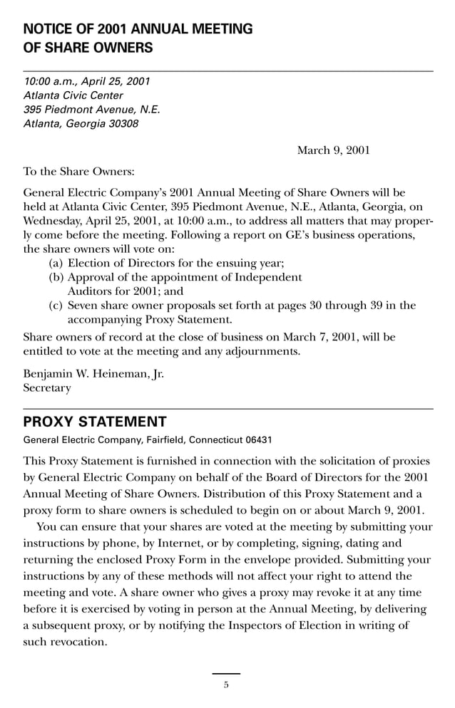 GE# 2001 Proxy Statement (PDF) | PDF