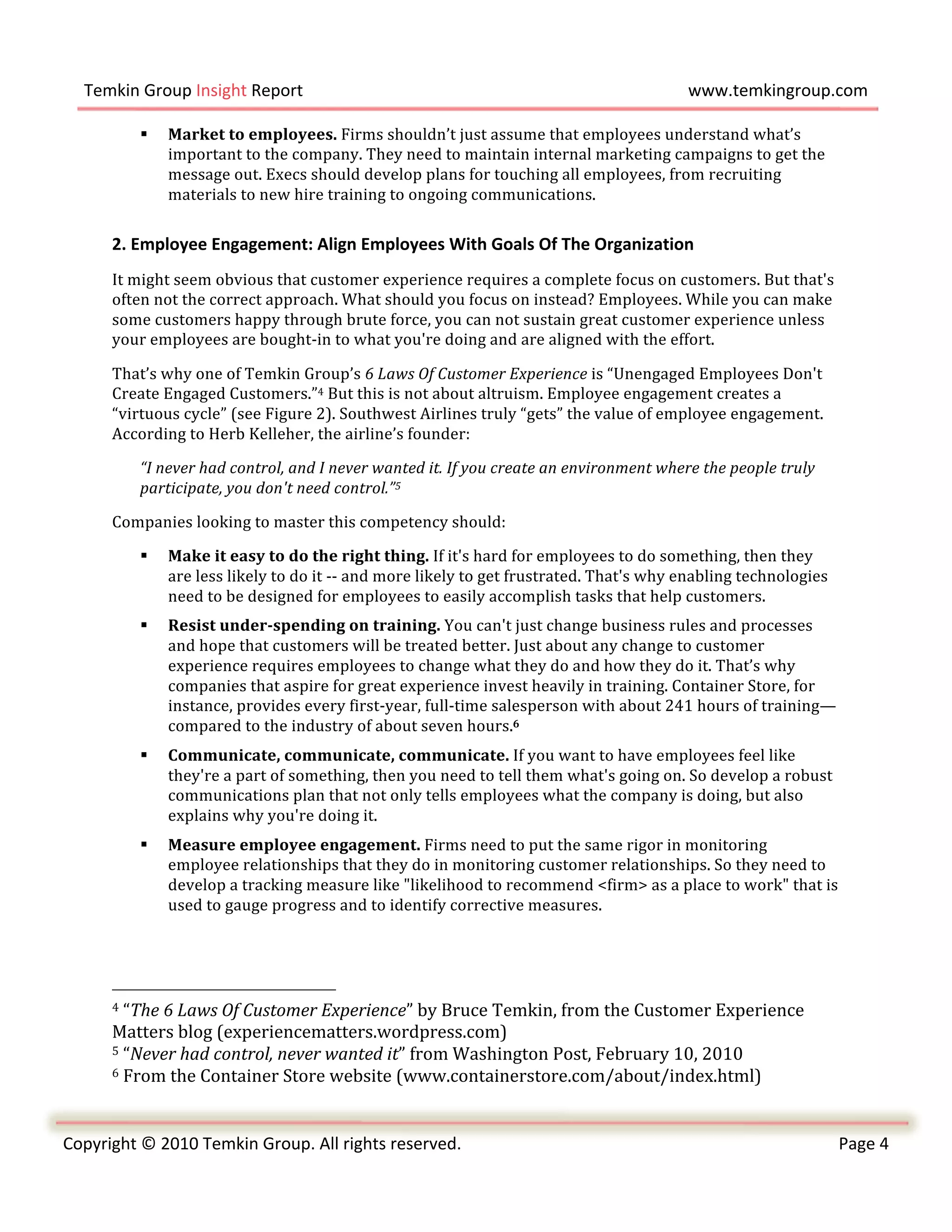 Temkin Group: The Four Customer Experience Core Competencies | PDF