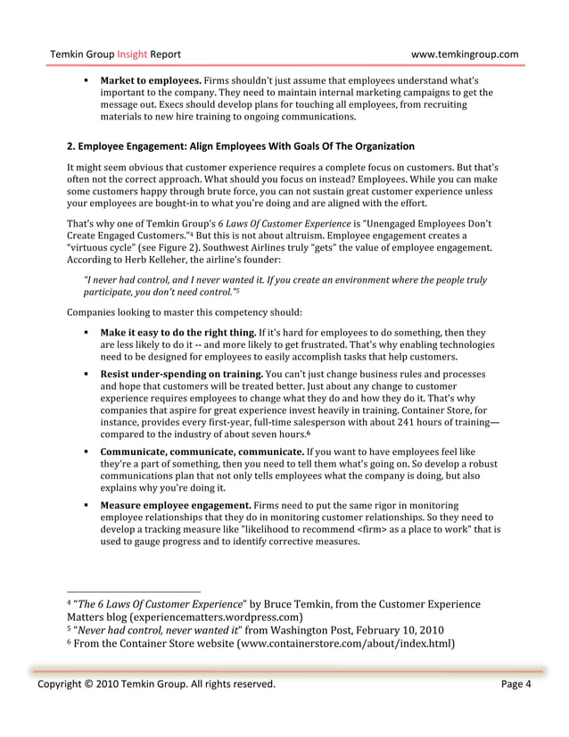 Temkin Group: The Four Customer Experience Core Competencies | PDF ...