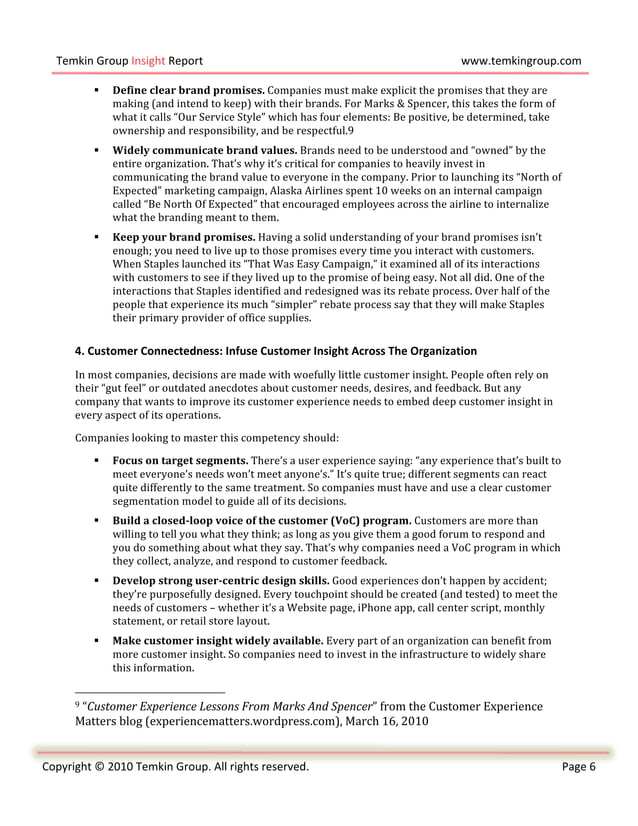 Temkin Group: The Four Customer Experience Core Competencies | PDF ...