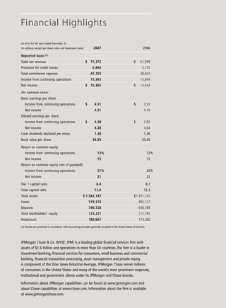 JPMorgan Chase 2007 Complete Annual Report | PDF