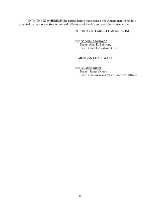 JPMorgan Chase Merger Agreement Amended 3-24-08 | PDF