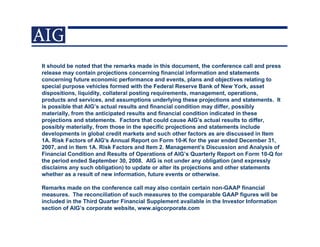 AIG Third Quarter 2008 Conference Call Presentation | PDF