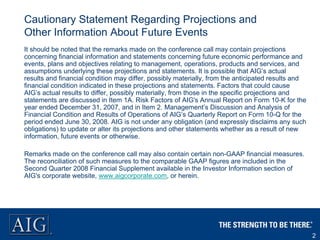 AIG Second Quarter 2008 Conference Call Presentation | PDF
