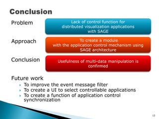 A Control Mechanism of Multiple Visualization Applications on SAGE-enabled Tiled Display Wall | PPTX