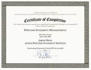 Jared Head cert - June 2011 | PDF