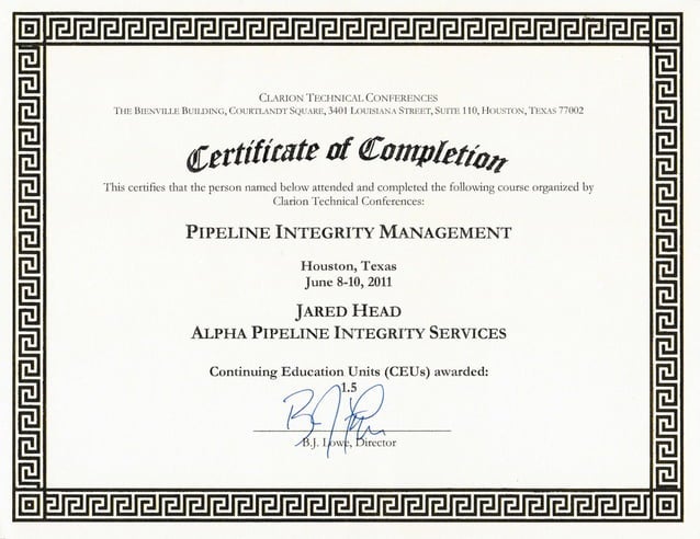 Jared Head cert - June 2011 | PDF