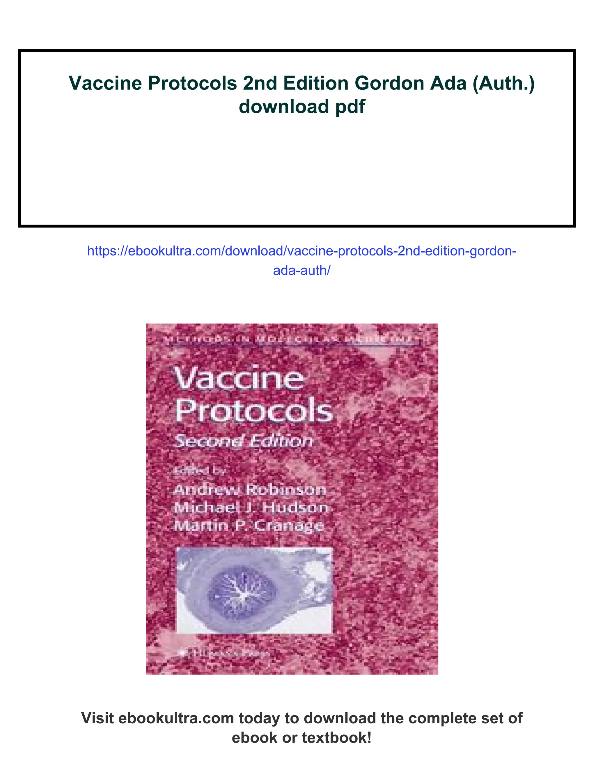 Vaccine Protocols 2nd Edition Gordon Ada (Auth.) | PDF