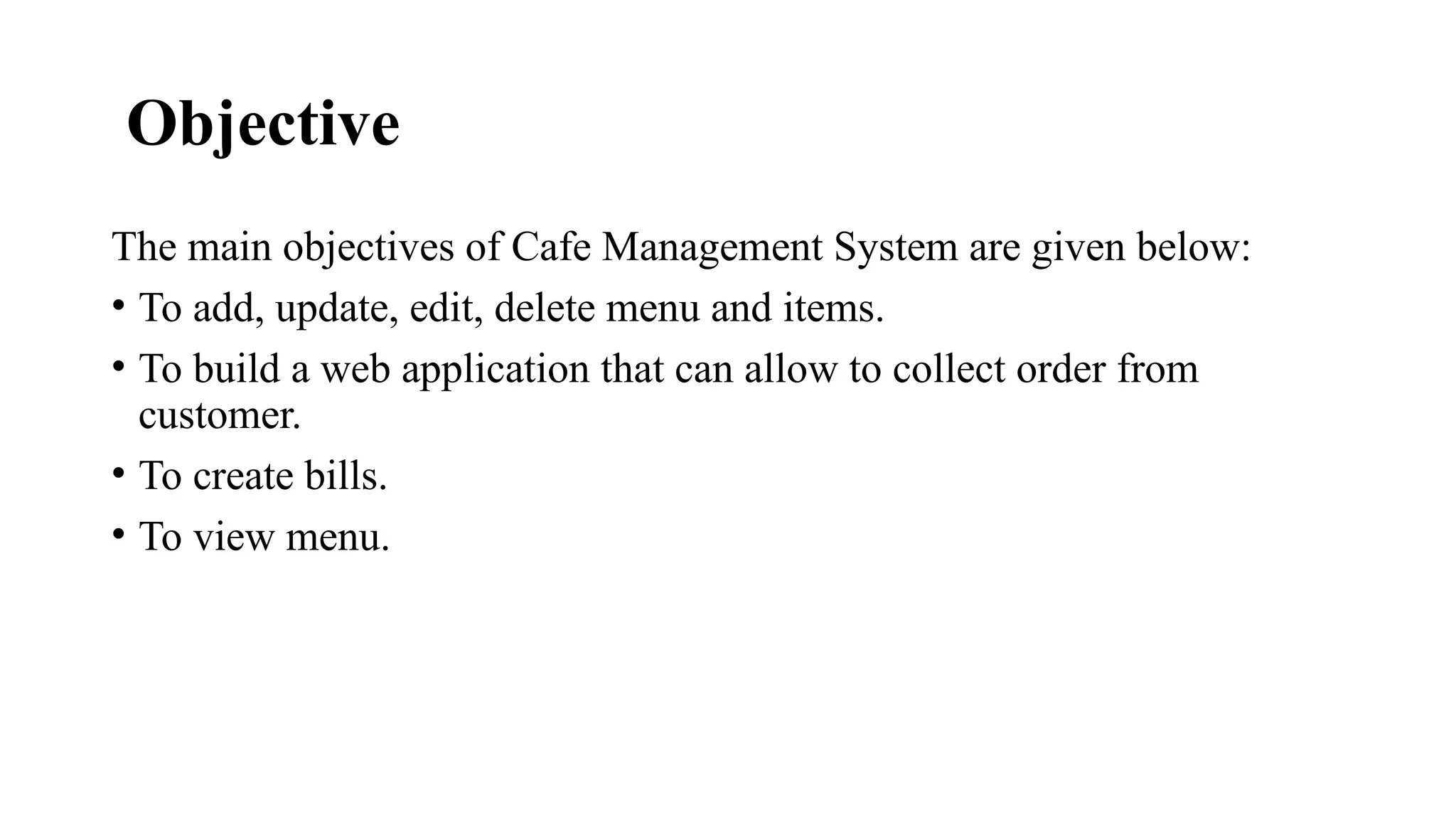A summer Project Report on Cafe Management System | PPTX
