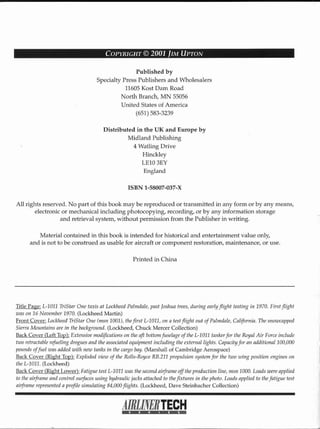 Lockheed L 1011 TriStar AirlinerTech Series Vol 8 1st Edition Jim Upton ...