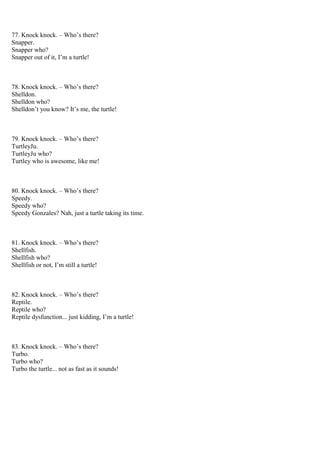 100+ Amazing Knock Knock turtle jokes.pdf | Free Download