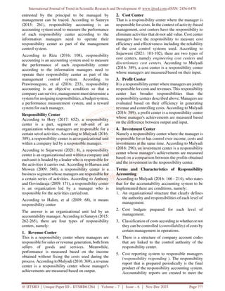 Application of Responsibility Accounting as a Tool for Cost Center ...