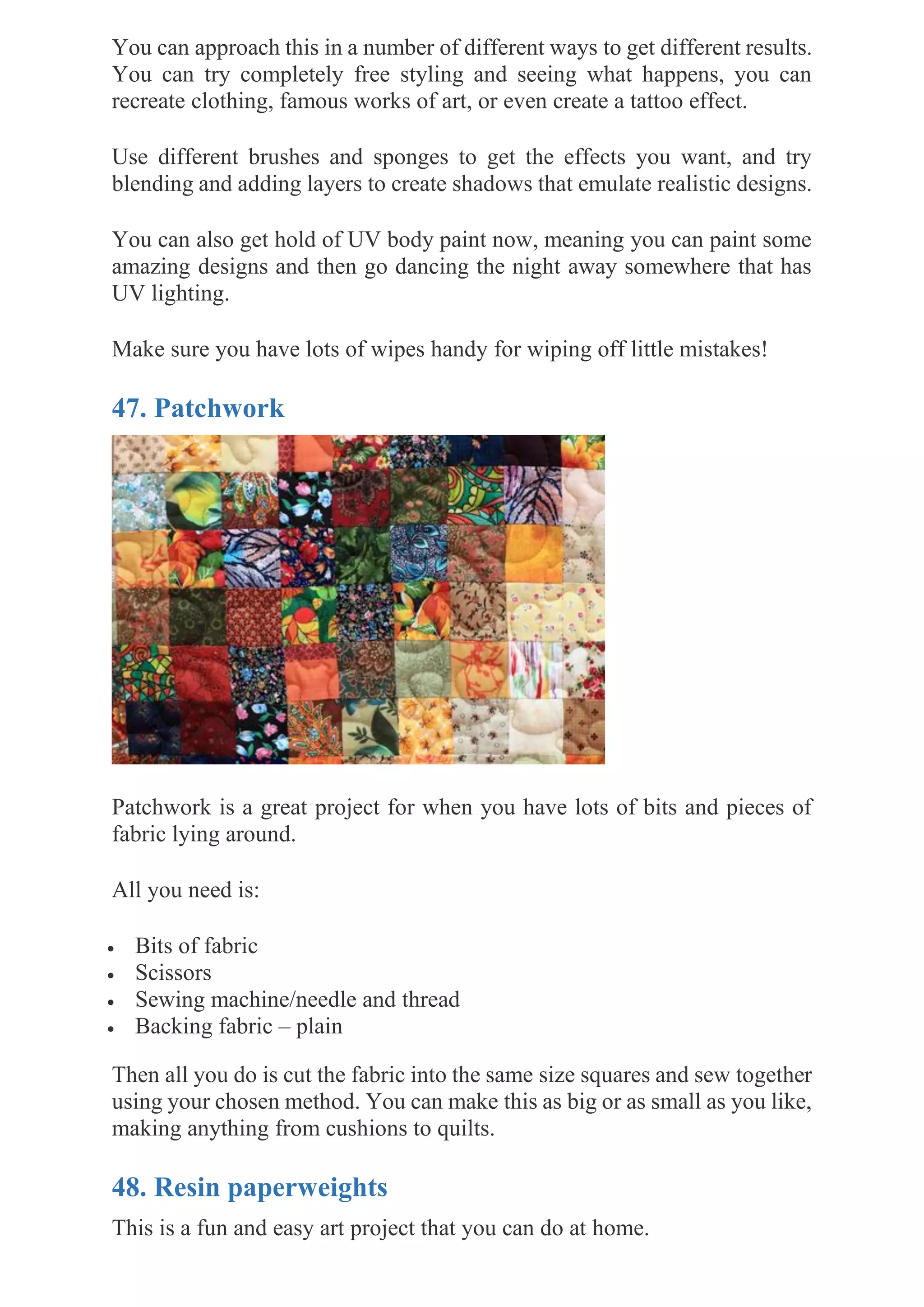 100+ Creative Personal Art Project Ideas | PDF