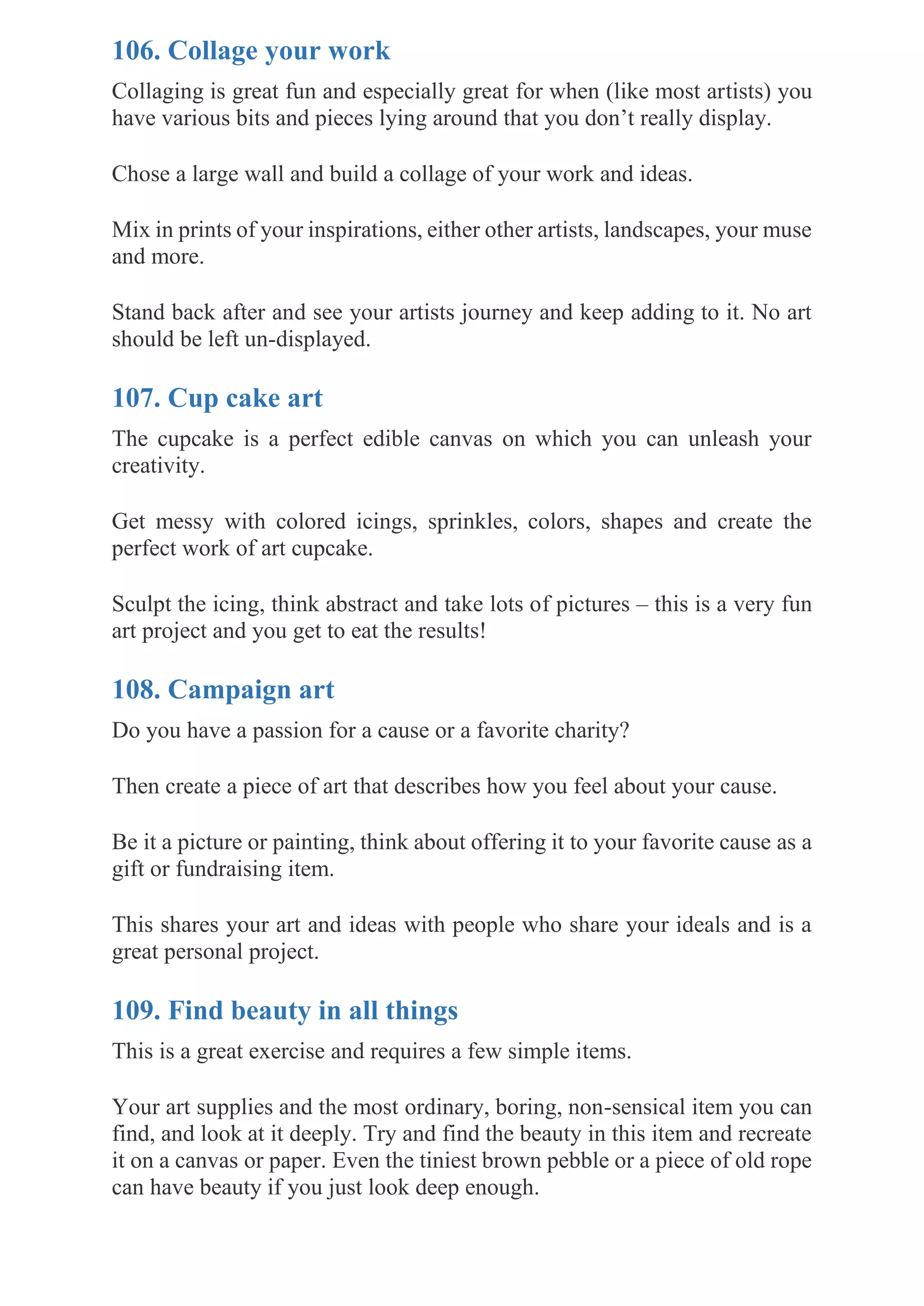 100+ Creative Personal Art Project Ideas | PDF