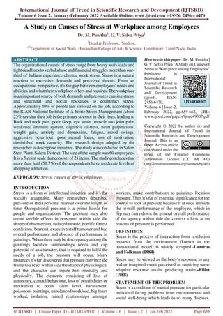 A Study on Causes of Stress at Workplace among Employees | PDF