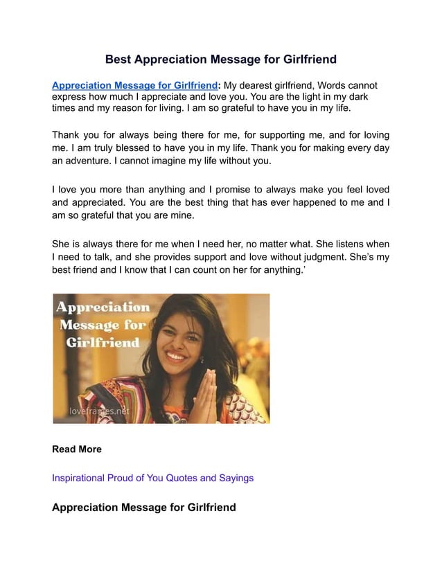 100+ Best Appreciation Message for Girlfriend.pdf