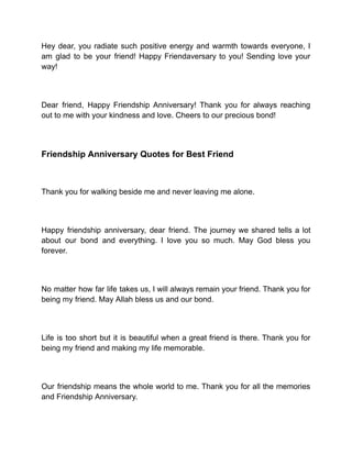 100+ Best Friendship Anniversary Quotes, Wishes and Status.pdf