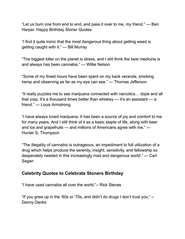 100 Best Happy Birthday Stoner Quotes.pdf | Illegal Drugs, Tobacco ...